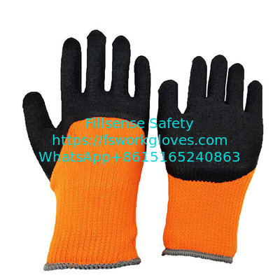 10Gauge Polyester Brushed Napping Shell Crinkle 3/4 Latex Coated Gloves Winter Work Gloves Cold Weather Work Gloves