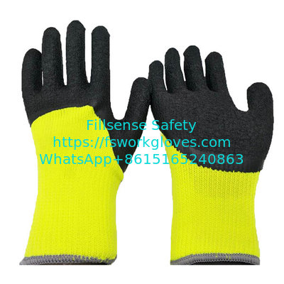 10Gauge Polyester Brushed Napping Shell Crinkle 3/4 Latex Coated Gloves Winter Work Gloves Cold Weather Work Gloves