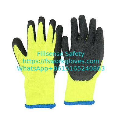 10Gauge Polyester Brushed Napping Shell Latex Crinkle Palm Coated Winter Work Gloves Cold Weather Work Gloves