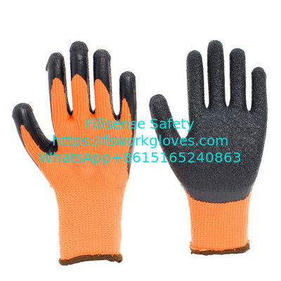 10Gauge Polyester Brushed Napping Shell Latex Crinkle Palm Coated Winter Work Gloves Cold Weather Work Gloves
