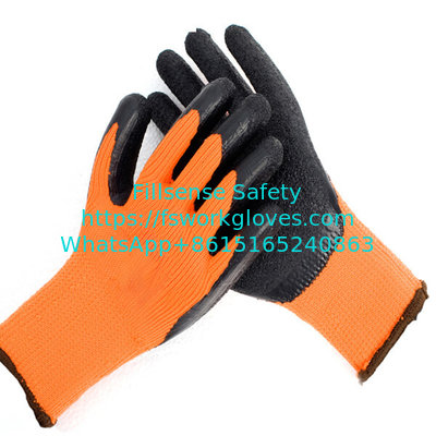 10Gauge Polyester Brushed Napping Shell Latex Crinkle Palm Coated Winter Work Gloves Cold Weather Work Gloves