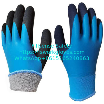 15Gauge Nylon Acrylic Loop Napping Latex Fully And Sandy Double Coated Waterproof Work Gloves Cold Weather Work Gloves