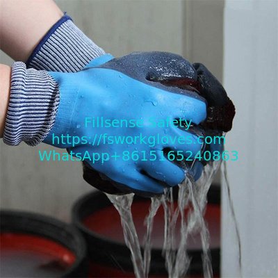 15Gauge Nylon Acrylic Loop Napping Latex Fully And Sandy Double Coated Waterproof Work Gloves Cold Weather Work Gloves