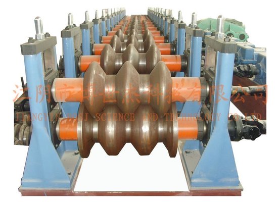 W Beam Highway Guardrail Roll Forming Equipment 8-15m/Min PLC Control 3 Waves