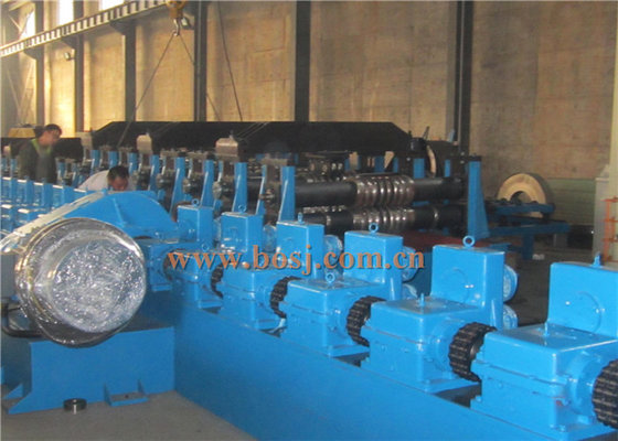 GCR12 Steel Silo Roll Forming Machine , AC Motor Pipe Making Machine PLC Control