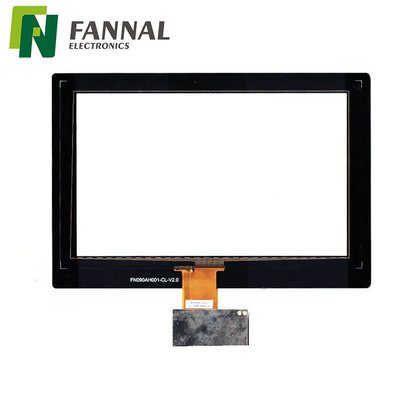 High reliability 9" multiouch screen with rugged G+G structure and I2C interface black printing borders and white logo