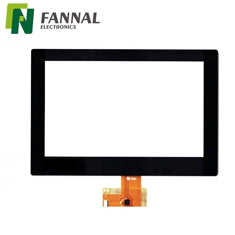 High reliability 9" multiouch screen with rugged G+G structure and I2C interface black printing borders and white logo
