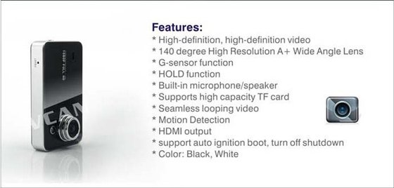 VCAN0833 Full HD 1080P digital car driving camera dash camera with 2.7 inch LCD display