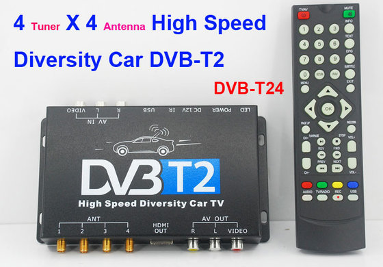DVB-T24 Car DVB-T2 TV Receiver 4 Tuner 4 Antenna USB HDMI HDTV Russia High Speed