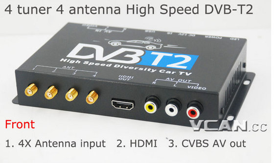 DVB-T24 Car DVB-T2 TV Receiver 4 Tuner 4 Antenna USB HDMI HDTV Russia High Speed