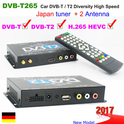 DVB-T265 Germany DVB-T2 DVB-T H.265 HEVC car tv receiver box for Auto Mobile High Speed from China 2 Tuner 2 Antenna