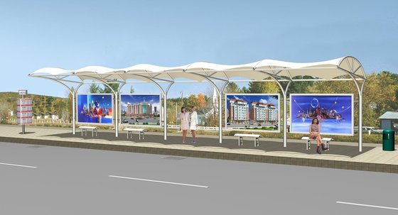 Outside Metal Bus Stop Shelter Large Canopy Tent For Bus Station