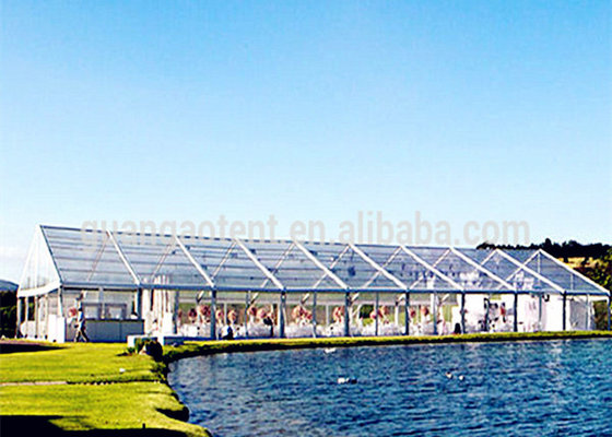 Temporary Aluminum Frame Clear Outdoor Tent With Table / Chair / Chandelier