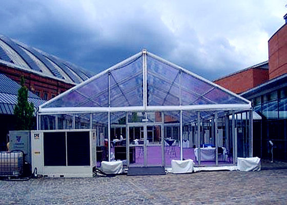 Temporary Aluminum Frame Clear Outdoor Tent With Table / Chair / Chandelier