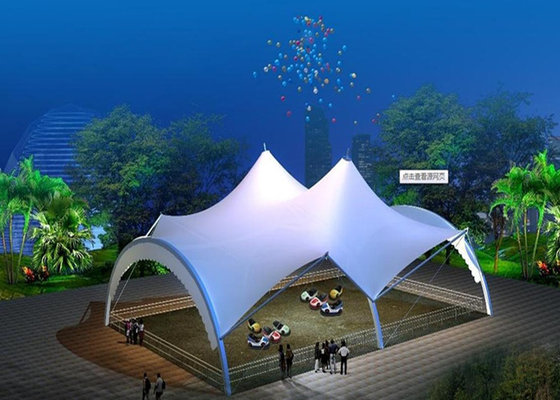 Pagoda Shape Tensile Structure Fabric  For Swimming Pool Steel Structure