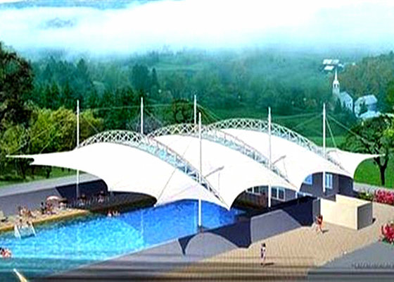 Pagoda Shape Tensile Structure Fabric  For Swimming Pool Steel Structure