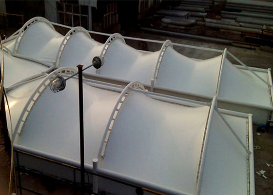 White Fabric Steel Membrane Tensile Structure For Outside Swimming Pool