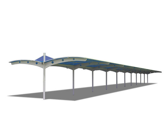 Outdoor Safety Large Car Parking Shade Structure Double Side Steel Frame
