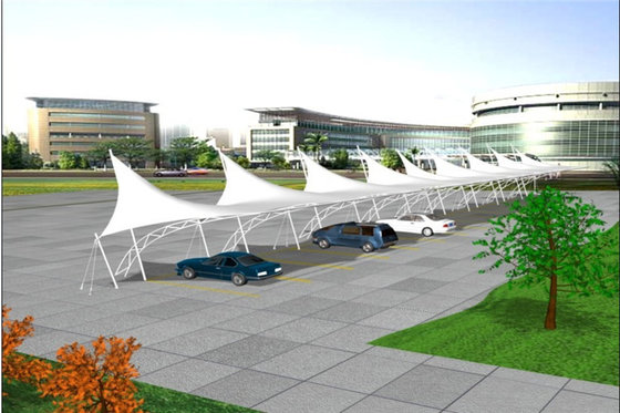 High Peak Car Park Shade Structures , Membrane Steel Frame Car Canopy