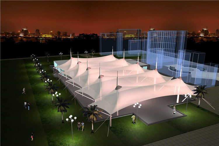Sunshade Tension Membrane Structure Of Railway Station Landscape Canopy Roof