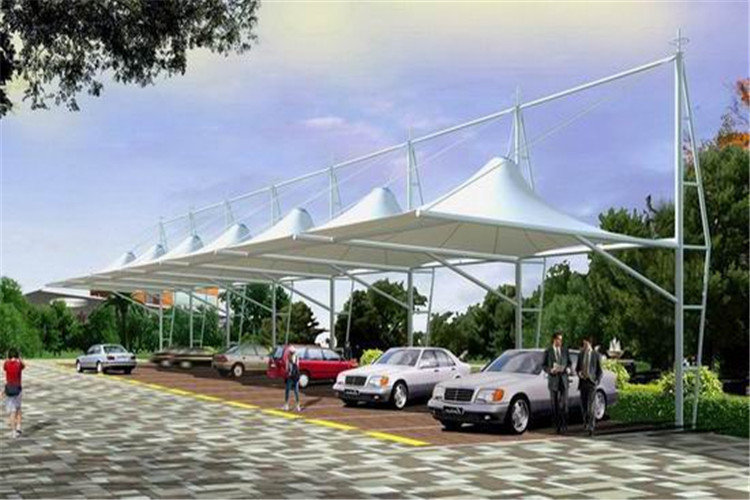 High Peak Car Park Shade Structures , Membrane Steel Frame Car Canopy