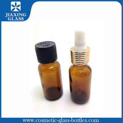 Screen Printing Amber Bottle For Essential Skincare With Screw Cap / Orifice15ml 30ml