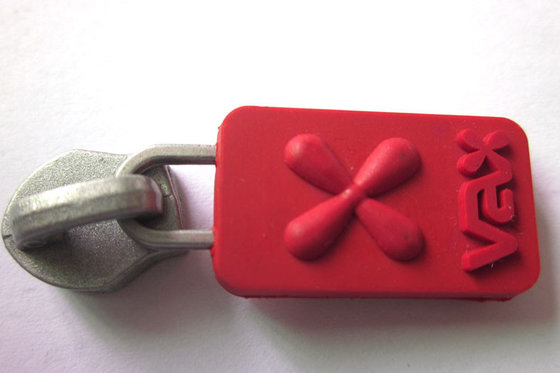 8# Nylon Metal Zinc Alloy Zipper Slider  With Red Puller , Various Finishes Rubber