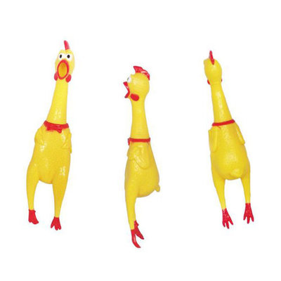 Screaming Yellow Rubber Chicken Pet Dog Toys Squeak Squeaker Chew Toy Gift