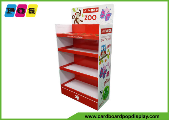 Free Standing Cardboard Floor Display Stands , Shiny Printing Cardboard Pop Up Display For Kids Backpack FL171