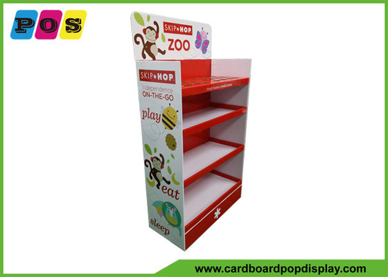 Free Standing Cardboard Floor Display Stands , Shiny Printing Cardboard Pop Up Display For Kids Backpack FL171
