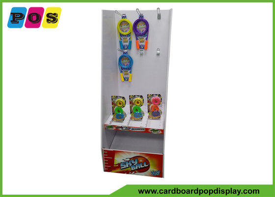 Metal Pegs Cardboard Pop Displays Floor Standing , Two Trays Shop Display Stands For Skipping Rope HD052
