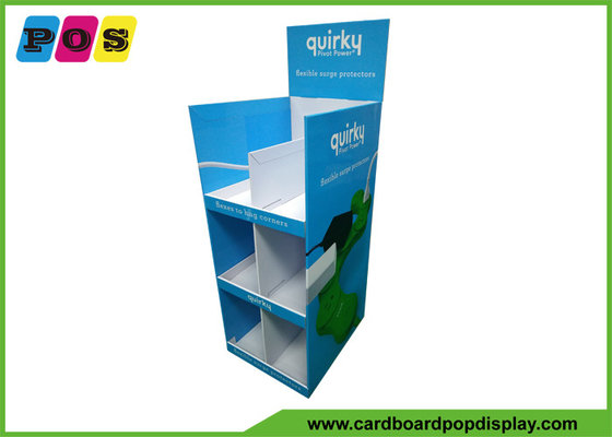 Blue Printing Cardboard Retail Display , Three Shelves Corrugated Floor Displays For Socket FL190