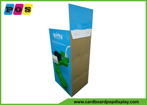 Blue Printing Cardboard Retail Display , Three Shelves Corrugated Floor Displays For Socket FL190