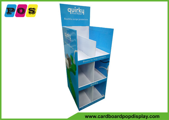 Blue Printing Cardboard Retail Display , Three Shelves Corrugated Floor Displays For Socket FL190