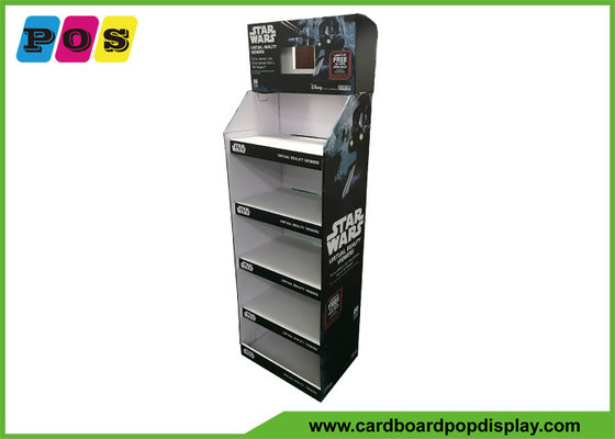 Five Shelves Cardboard Retail Display , 7 Inch LCD Screen Shop Display Stands For Star Wars Toys FL194