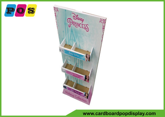 Custom Creative Corrugated Floor Displays , Three Trays Cardboard Display Racks For Makeup Collection FL198