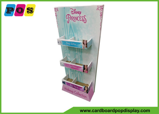 Custom Creative Corrugated Floor Displays , Three Trays Cardboard Display Racks For Makeup Collection FL198