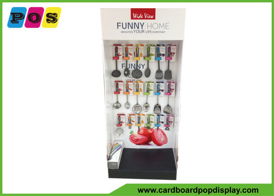 POP Retail Cardboard Floor Displays , Peg Board Side Wing Display For Kitchenware HD019