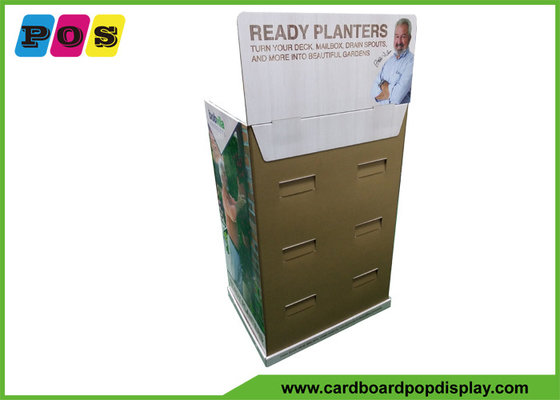 Multi Shelves Cardboard Product Displays , Shinny UV Vanish Shop Display Stands For Ready Planters FL207