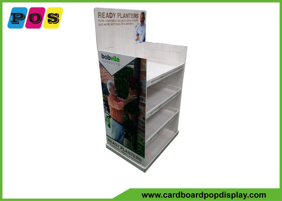Multi Shelves Cardboard Product Displays , Shinny UV Vanish Shop Display Stands For Ready Planters FL207