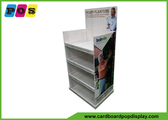 Multi Shelves Cardboard Product Displays , Shinny UV Vanish Shop Display Stands For Ready Planters FL207