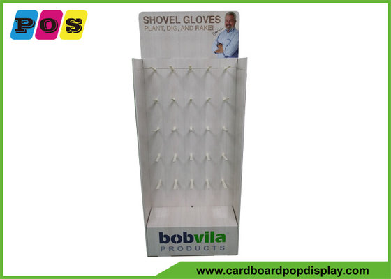 Double Sided Cardboard Store Display , Plastic Pegs Cardboard Box Display For Shovel Gloves HD069