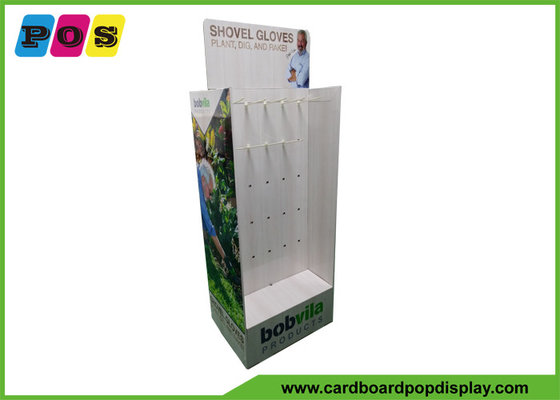 Double Sided Cardboard Store Display , Plastic Pegs Cardboard Box Display For Shovel Gloves HD069