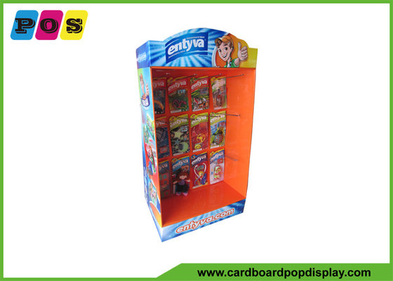 Portable Retail Cardboard Power Wing Display Stand With Metal Pegs For Toys