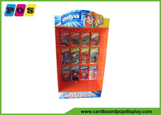 Portable Retail Cardboard Power Wing Display Stand With Metal Pegs For Toys