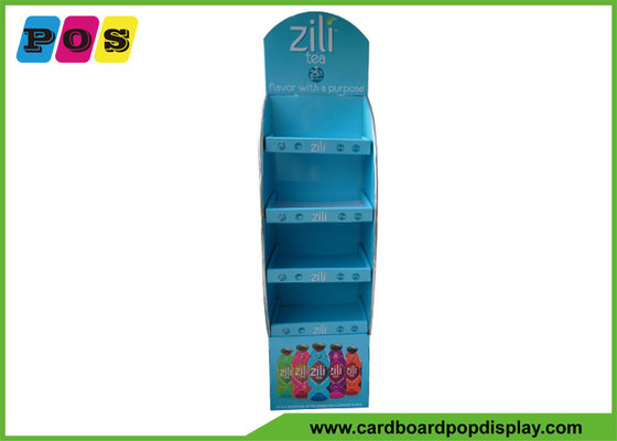 Soft Drinks Corrugated Paperboard Promotional Display Stands 4 Shelf FL065