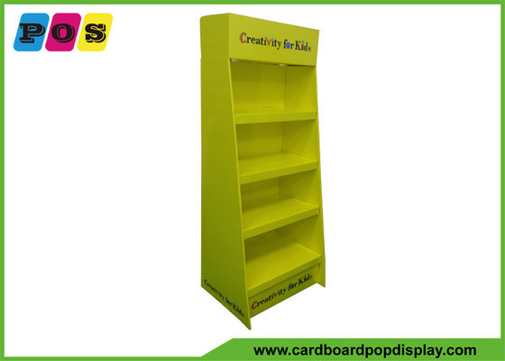 Yellow Printing Four Shelves Corrugated Paperboard Floor Display Rack for Kids Games FL212