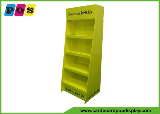 Yellow Printing Four Shelves Corrugated Paperboard Floor Display Rack for Kids Games FL212