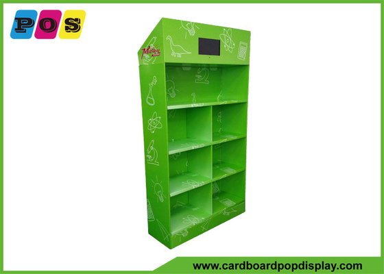 Merchandise Cardboard Four Shelf Display Stand Equips 7 Inch LCD Screen FL215