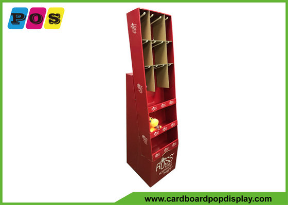 Pop Up Corrugated Cardboard Floor Displays Stand With 3 Shelves and Hooks